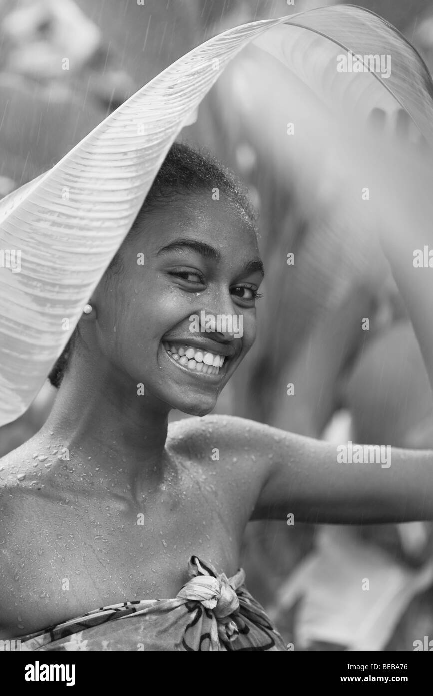 Enjoying the rain Black and White Stock Photos & Images - Alamy