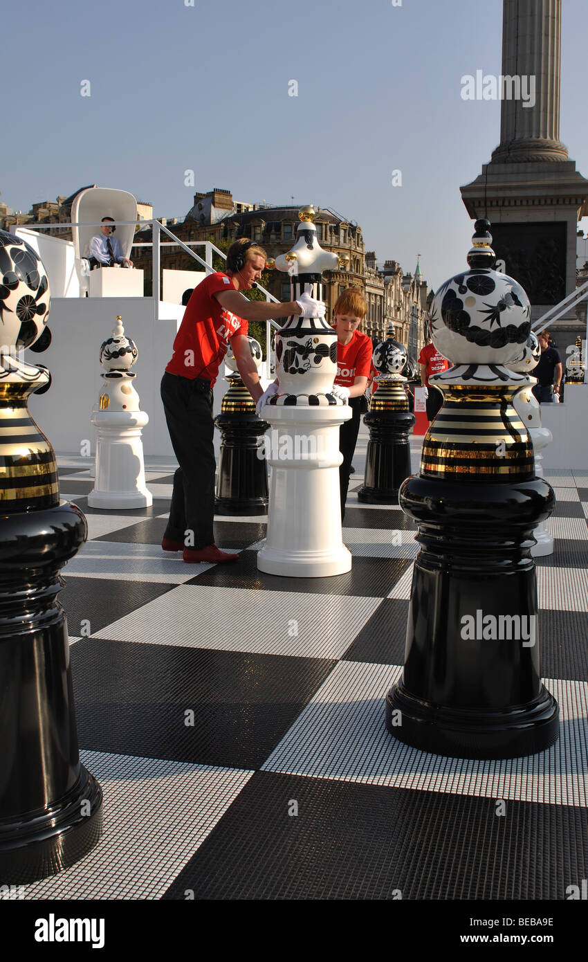 Giant chess, Trafalgar Square, London, England, UK Stock Photo - Alamy