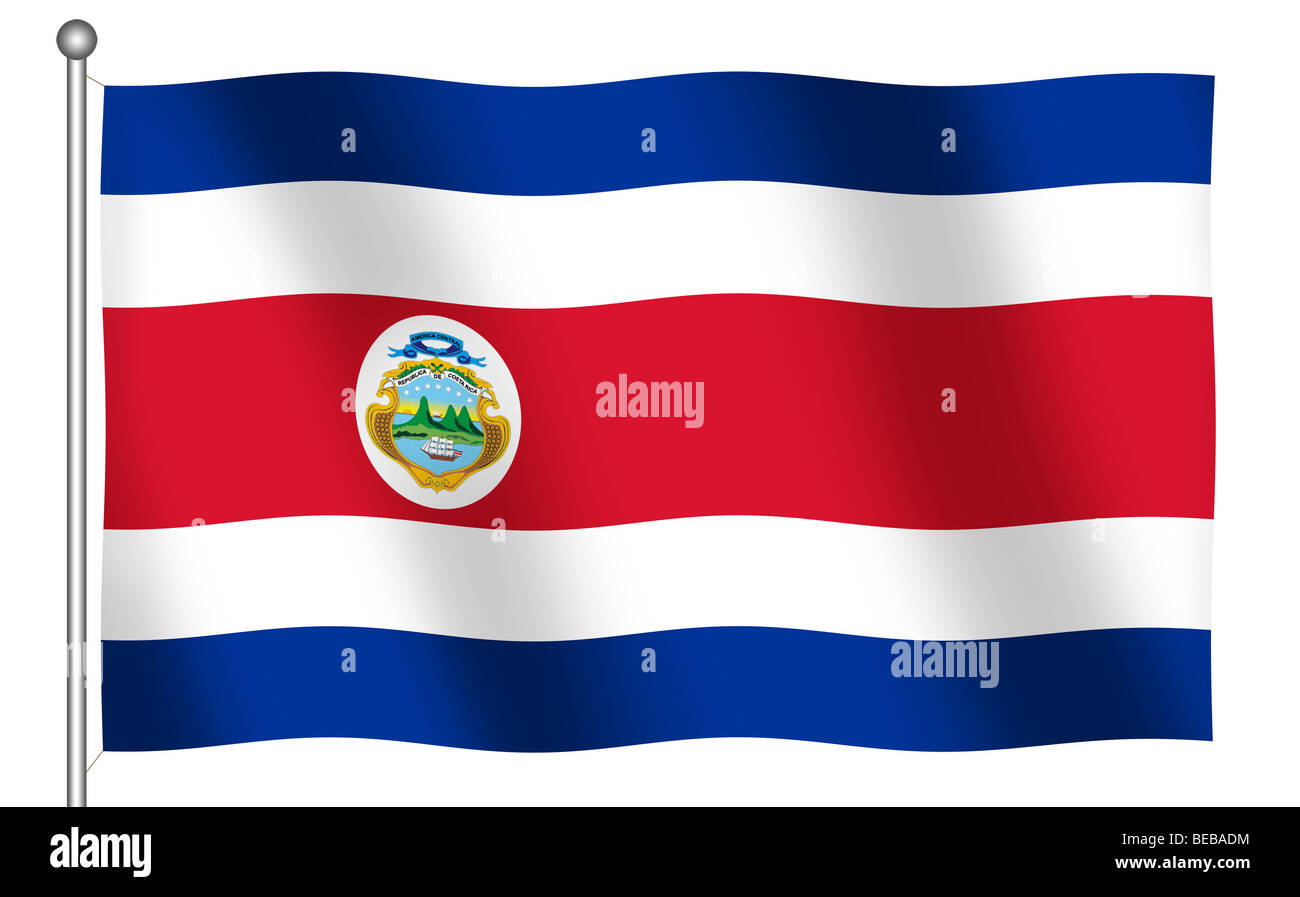 Flag of costa rica waving Cut Out Stock Images & Pictures - Alamy