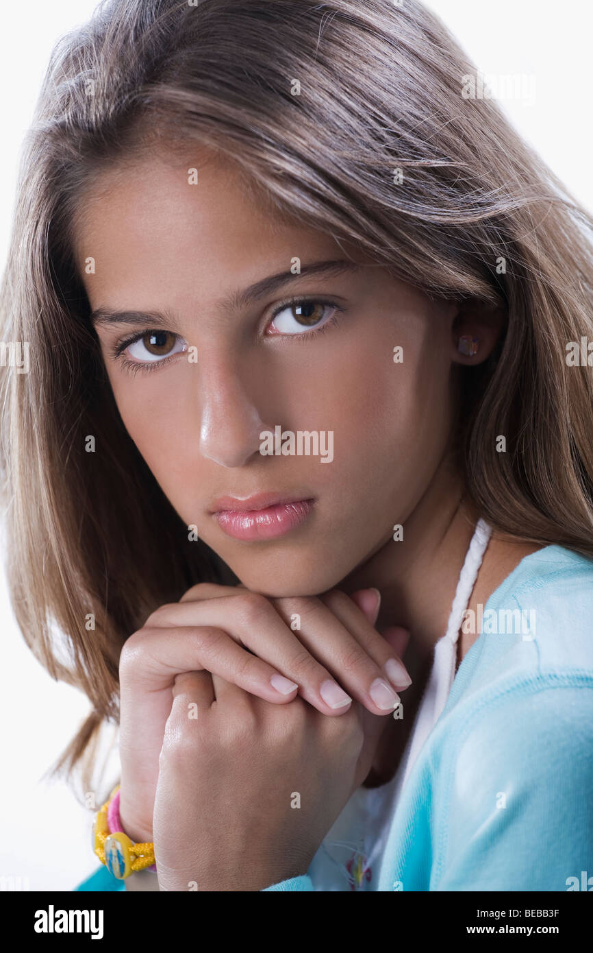 Portrait of a girl thinking Stock Photo - Alamy