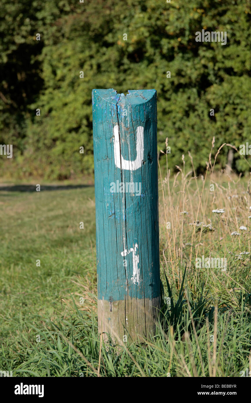 A marker showing a horse riding route through Hounslow Heath, London ...