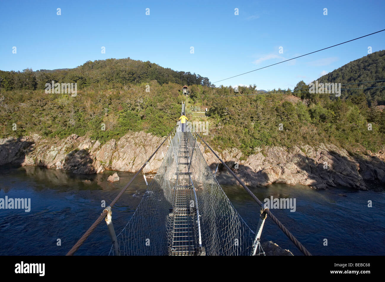 Person on buller gorge swing bridge hi-res stock photography and images ...