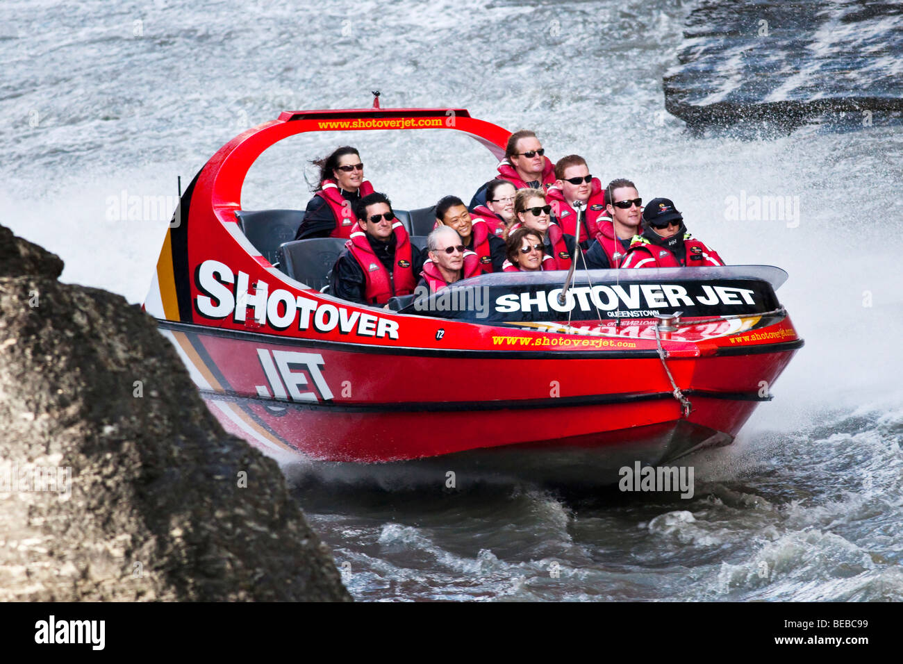 Shotover Jet Boat on the Shotover River in Queenstown, New Zealand ...