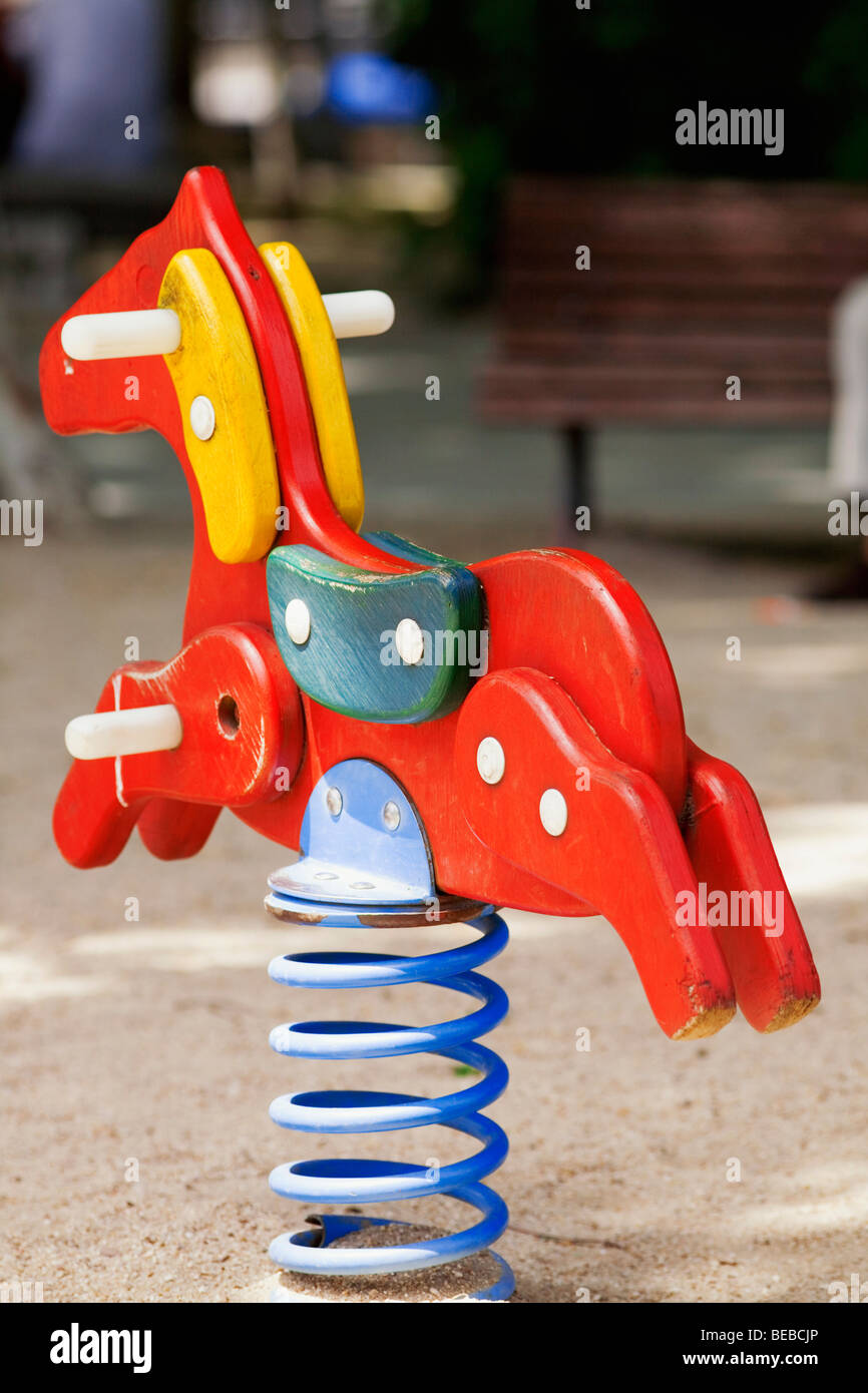 Spring horse in playground hi-res stock photography and images - Alamy