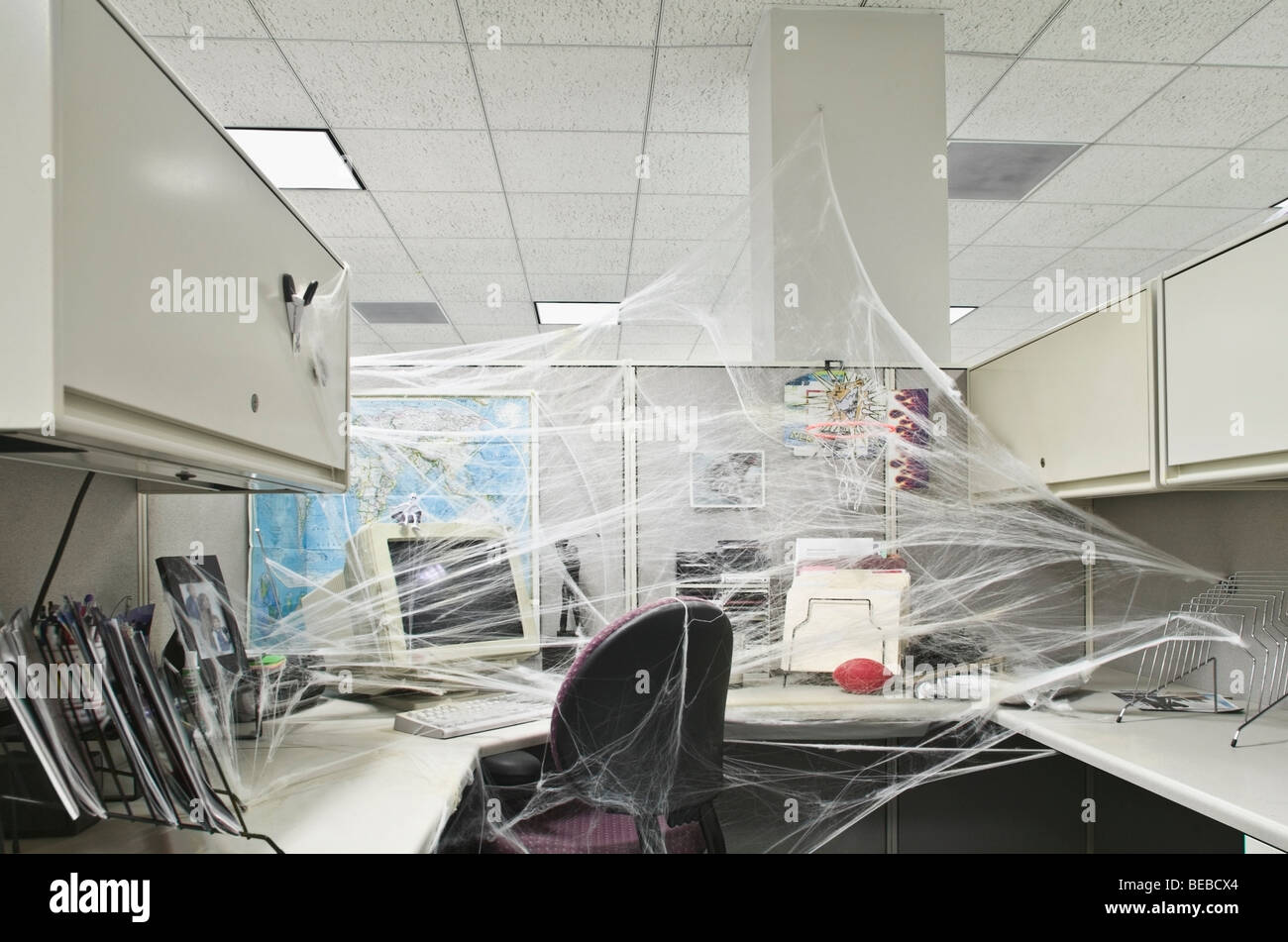 Office interiors covered with cobwebs Stock Photo - Alamy