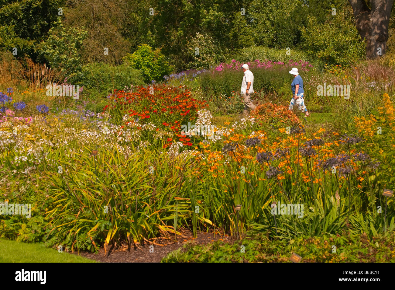 The Gardens with visitors at Bressingham museum in Norfolk Uk Stock ...
