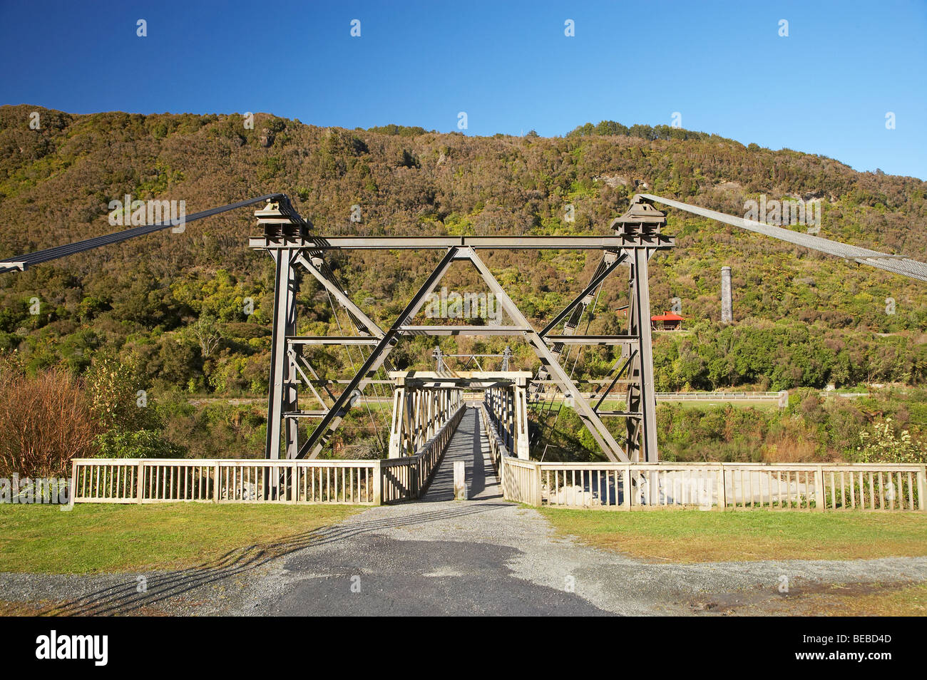 Historical Suspension Bridge over Grey River at Brunner Mine, near ...