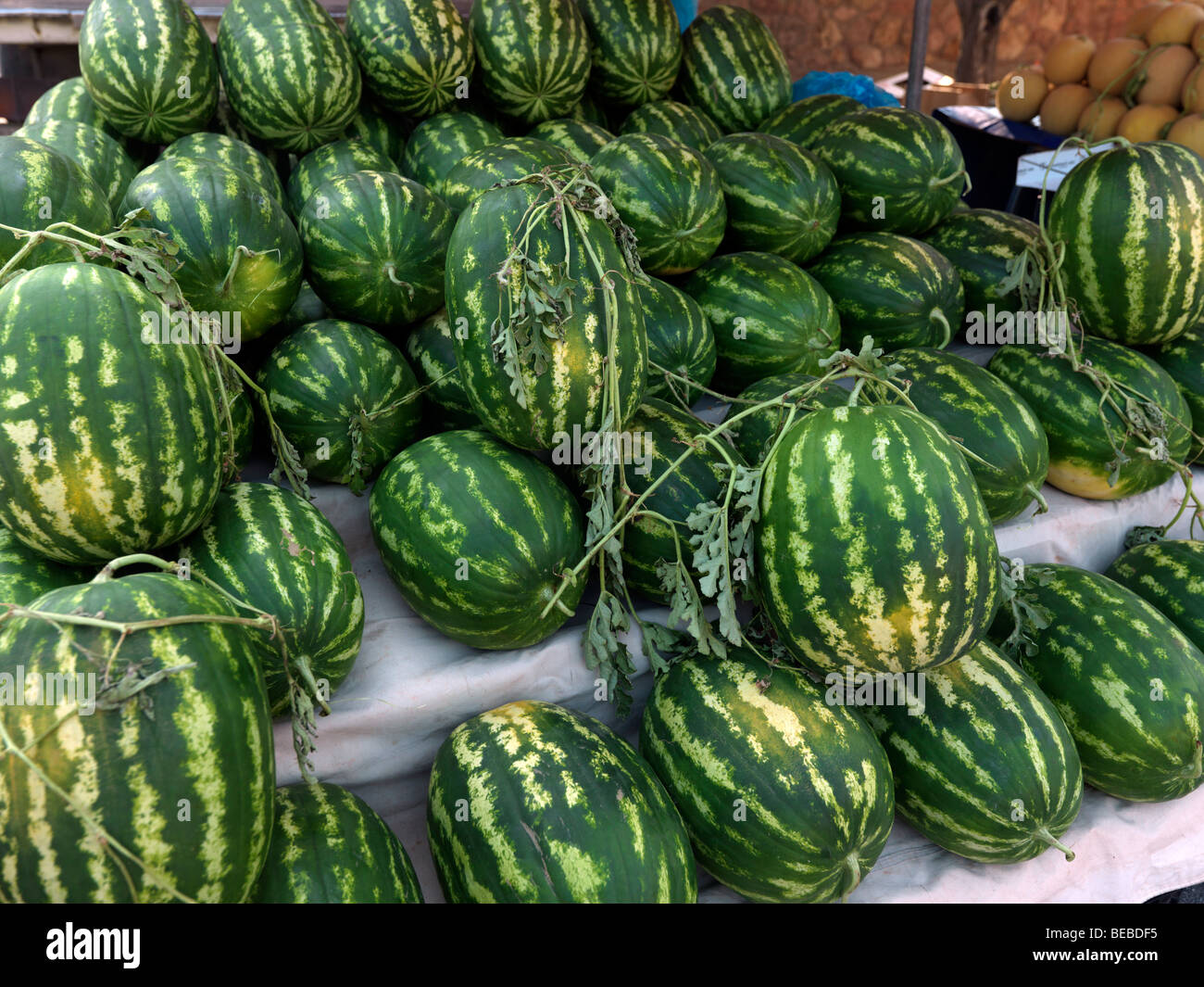 Watermelons at the Saturday Market Voulegmeni Athens Greece Stock Photo ...