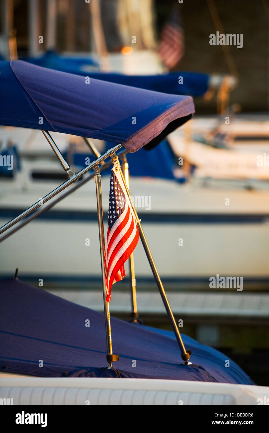 American flag on a boat Stock Photo - Alamy