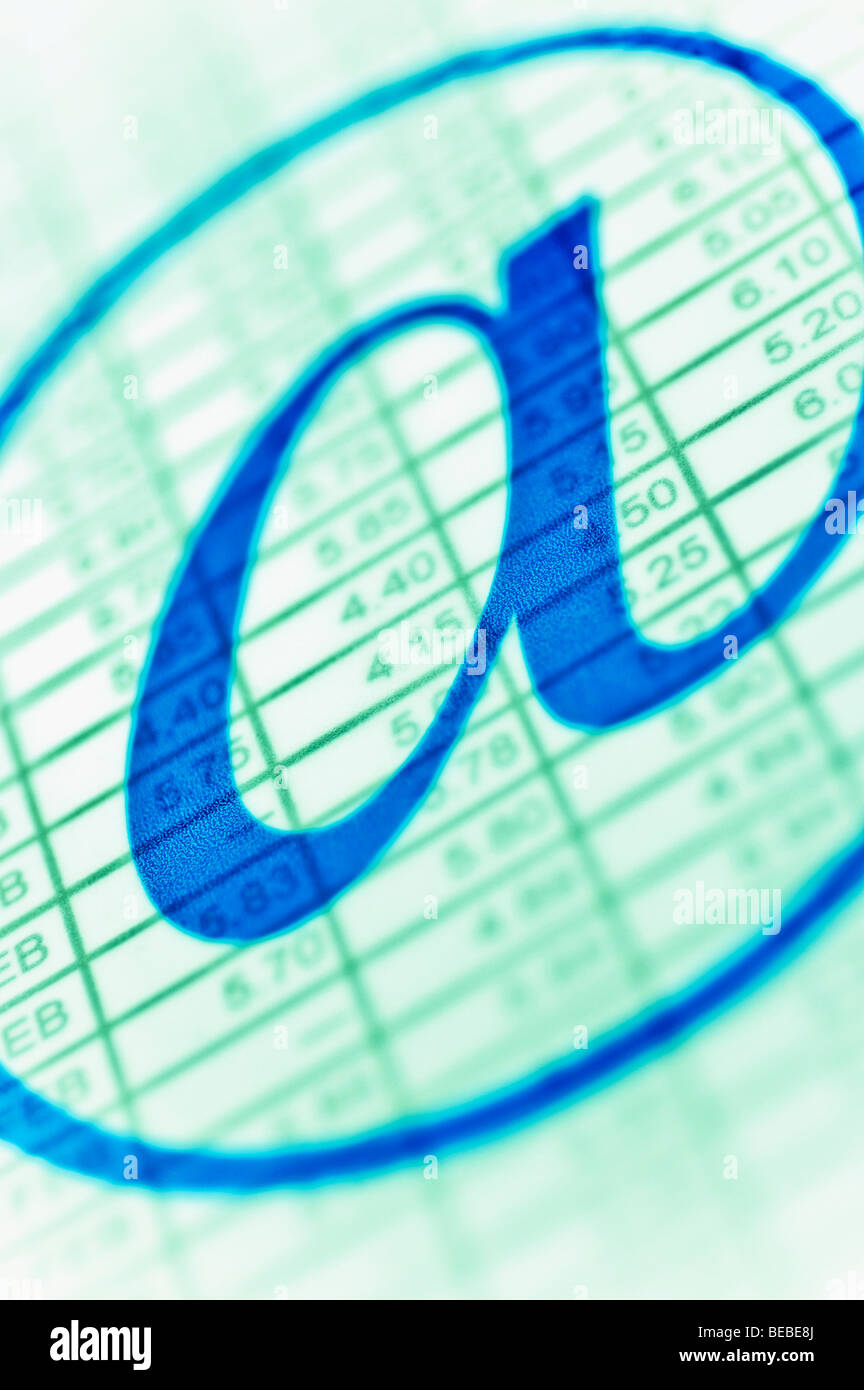 Close-up of at symbol on a visual screen Stock Photo - Alamy