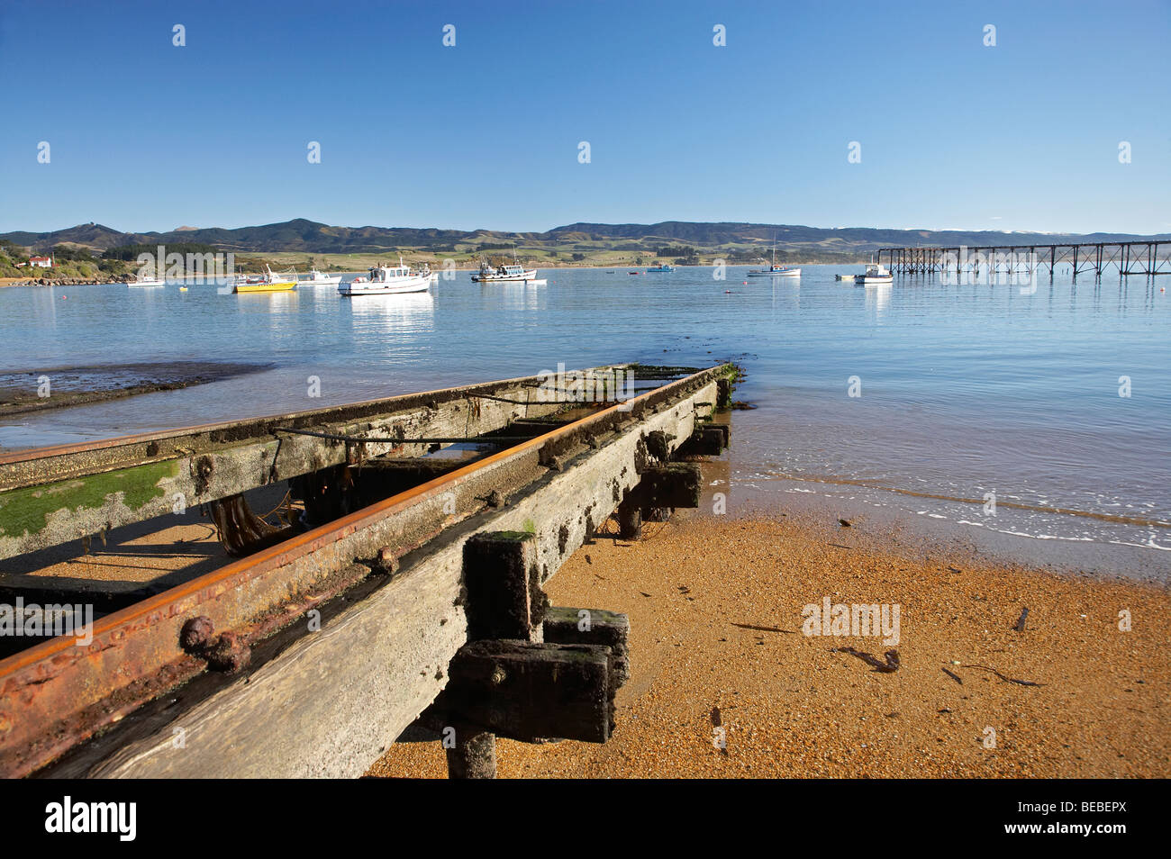 Slipway and Fishing Boats, Moeraki Fishing Village, North Otago, South ...