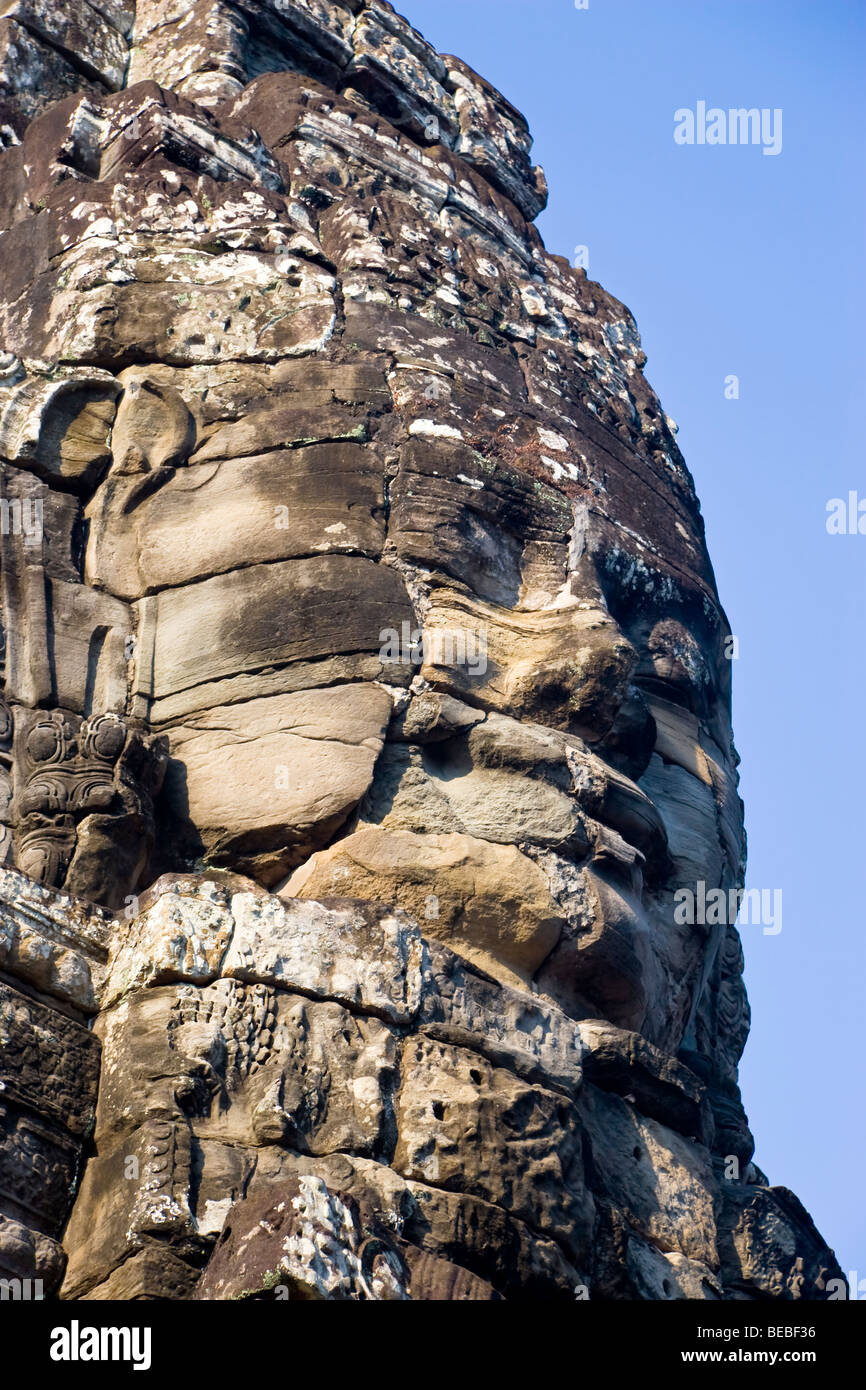 Ancient stone 'Face Tower', The Bayon, Temples of Angkor, Siem Reap ...
