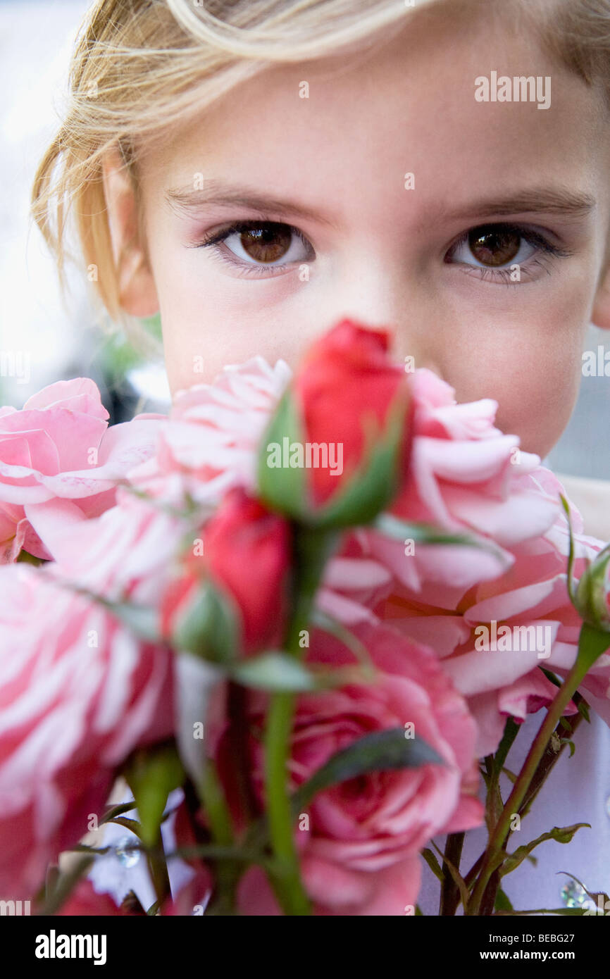 Portrait of a girl with roses Stock Photo - Alamy