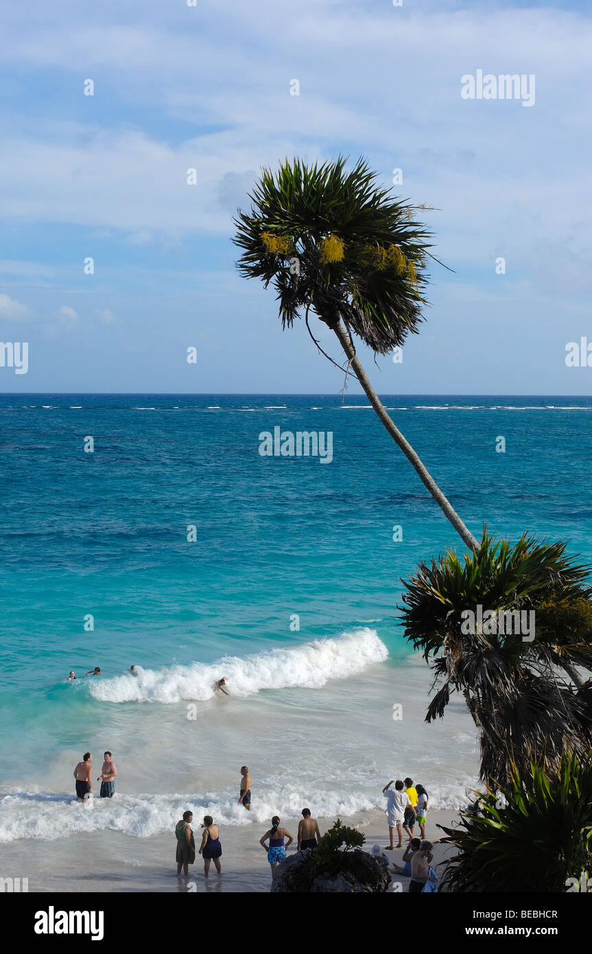 Beach at Mayan ruins of Tulum (1200-1524). Tulum. Quintana Roo state ...