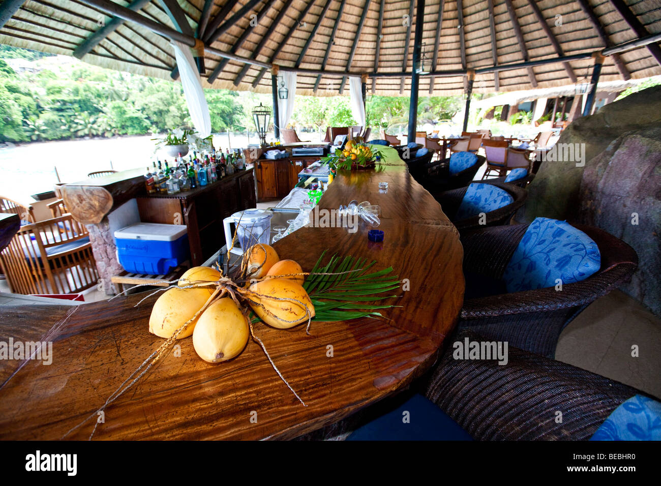 Bar in the Sunset Beach Resort, Glacis, Mahé Island, Seychelles, Indian ...