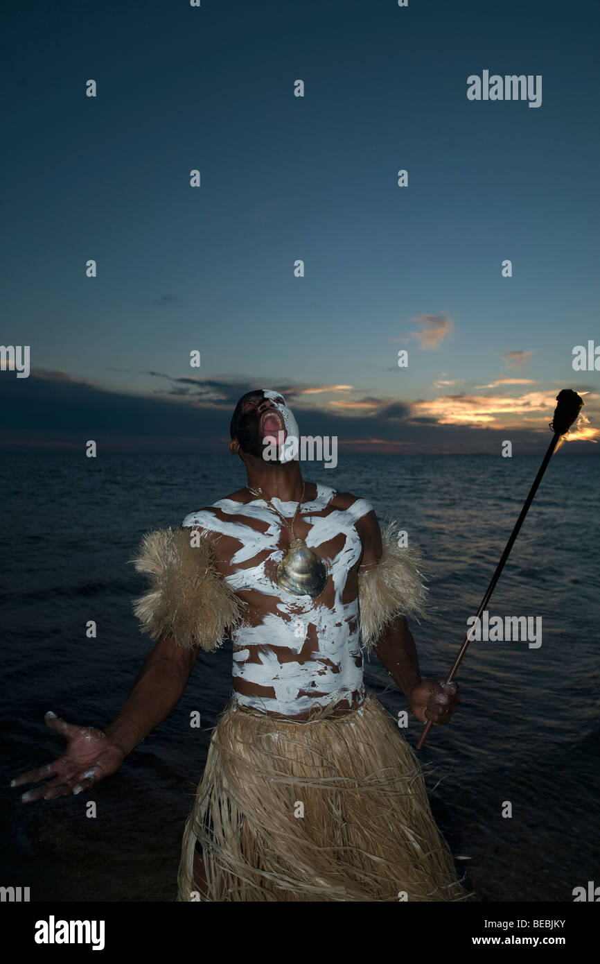 Tribesman looking angry on the beach Stock Photo - Alamy
