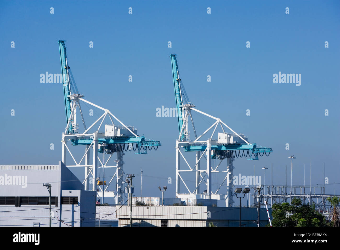 Cranes at a commercial dock, Port Of Miami, Miami Beach, Florida, USA ...