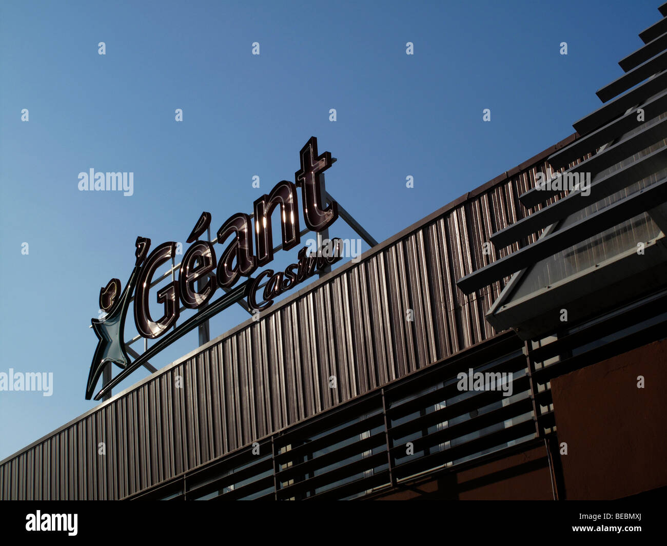Exterior sign for a Geant Casino supermarket in France Stock Photo - Alamy