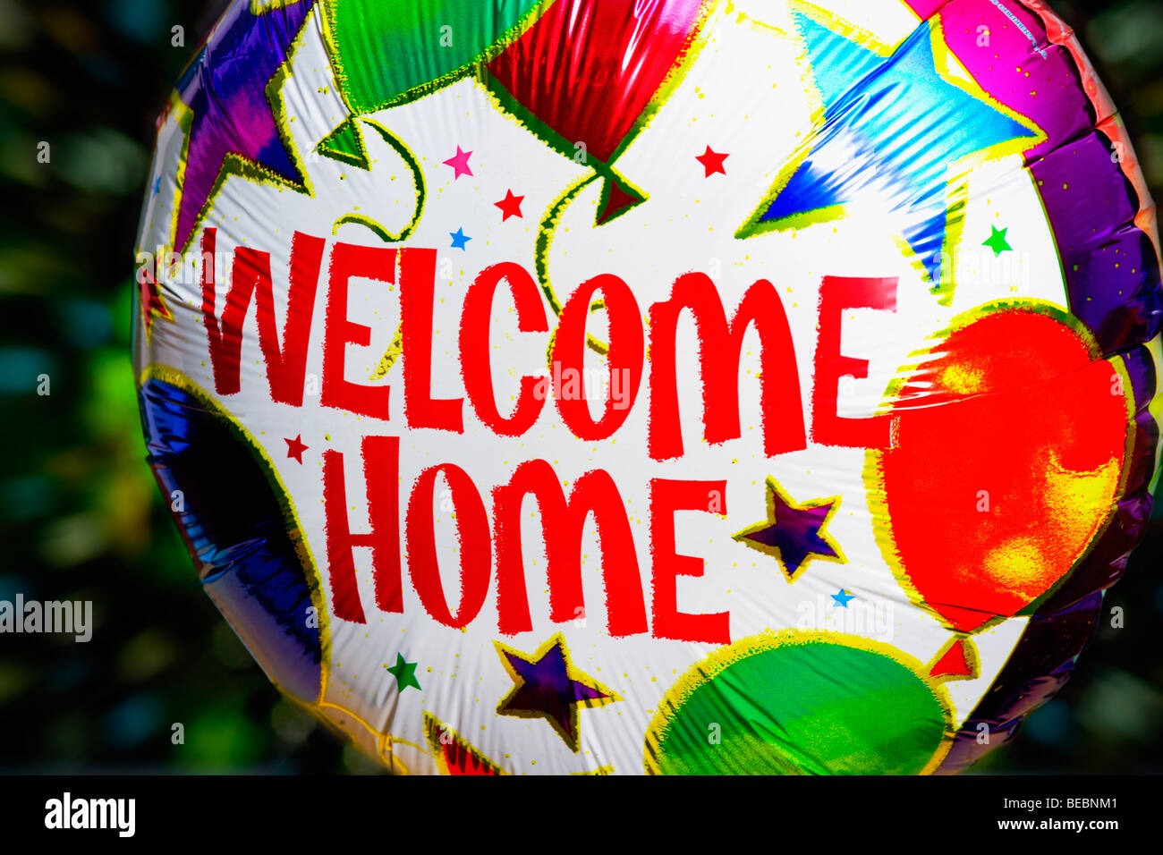 Close-up of a Welcome sign on a balloon Stock Photo - Alamy