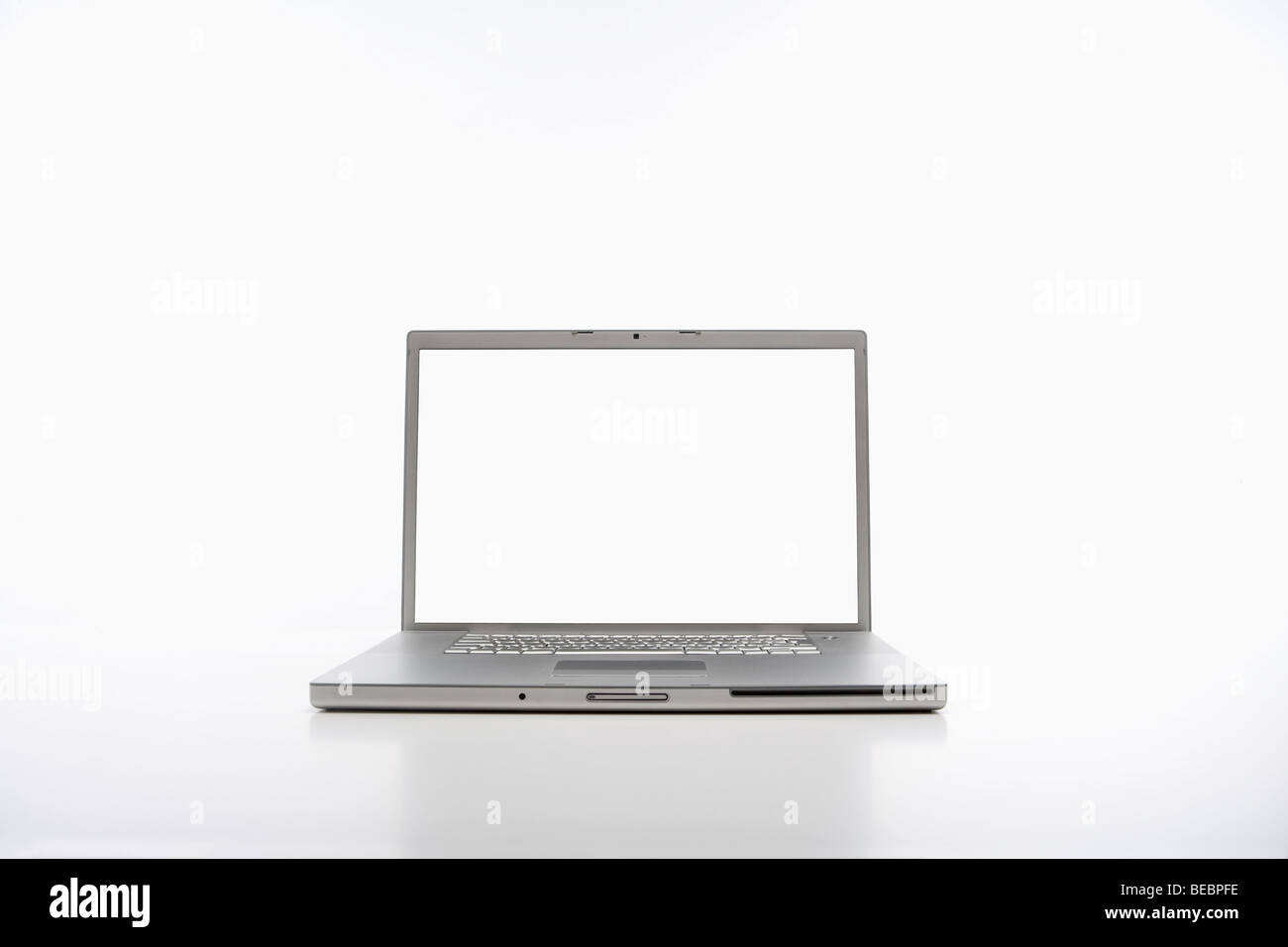 open silver laptop computer isolated on white background - clipping ...