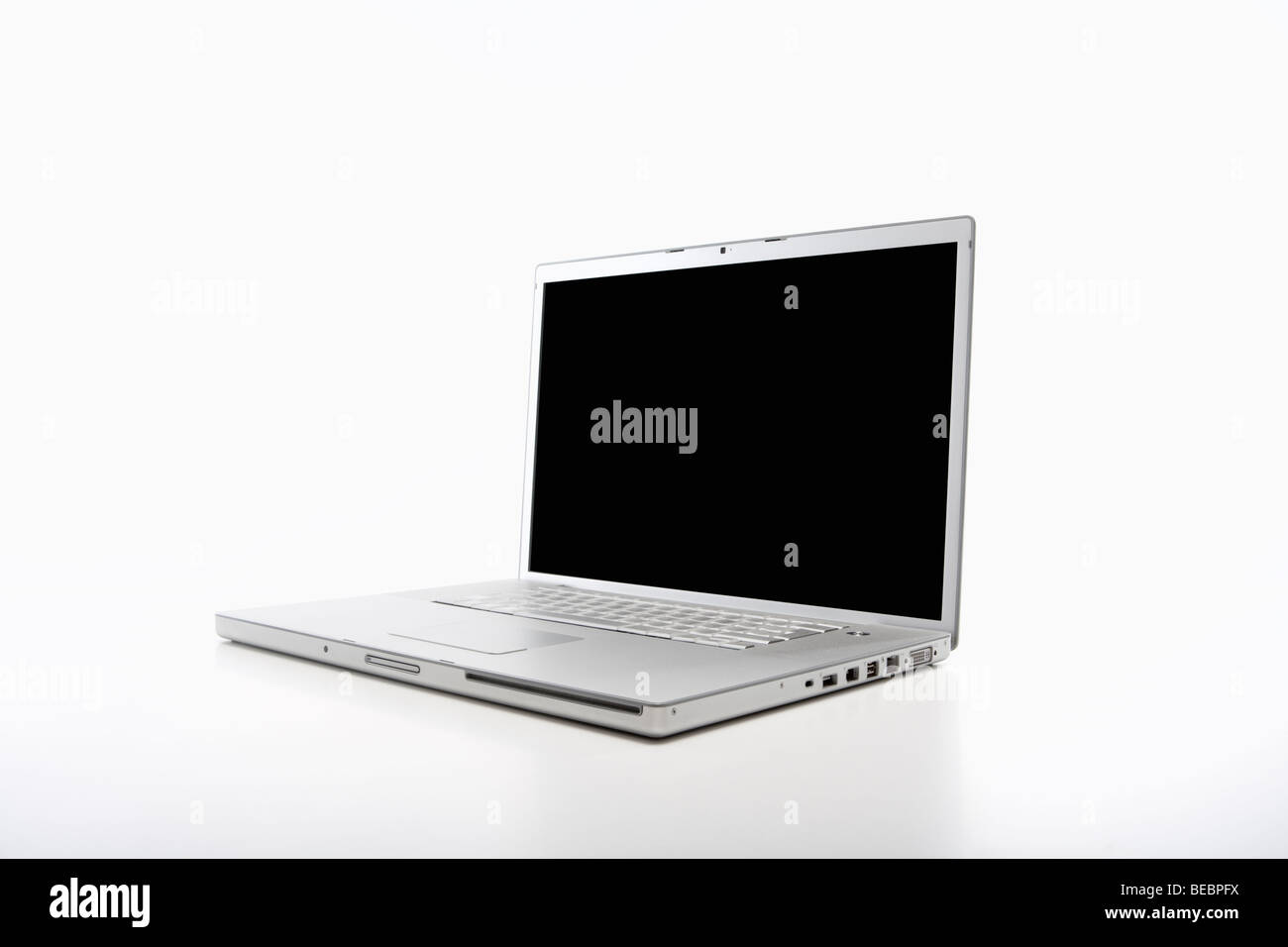 open silver laptop computer isolated on white background - clipping ...