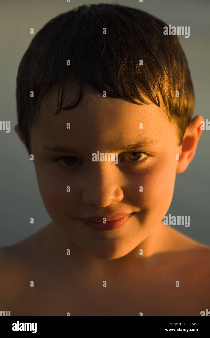 Portrait of a boy smiling Stock Photo - Alamy