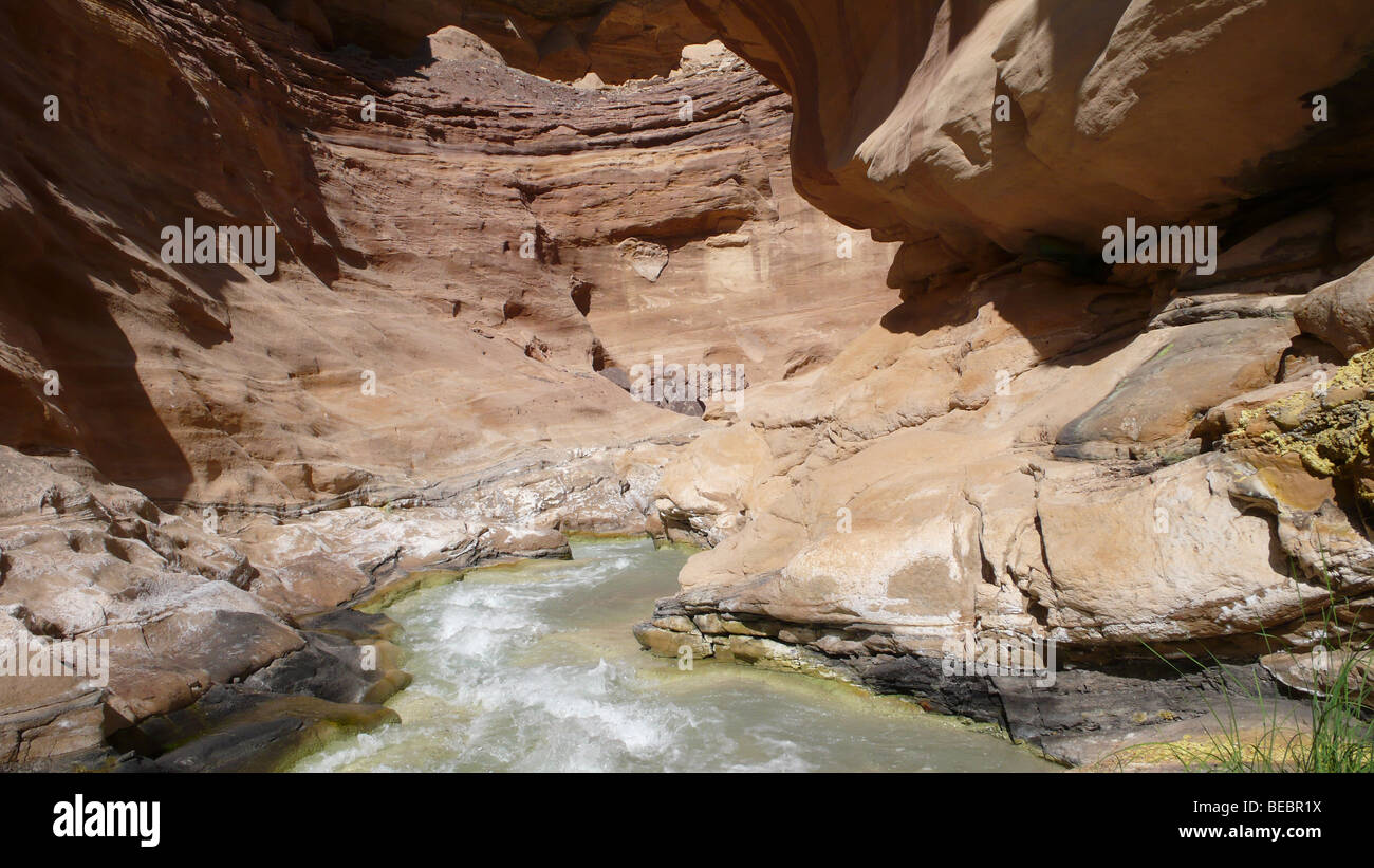 Eroded sandstone rock in Wadi Zarqa, between Hammamat Ma'in and the ...