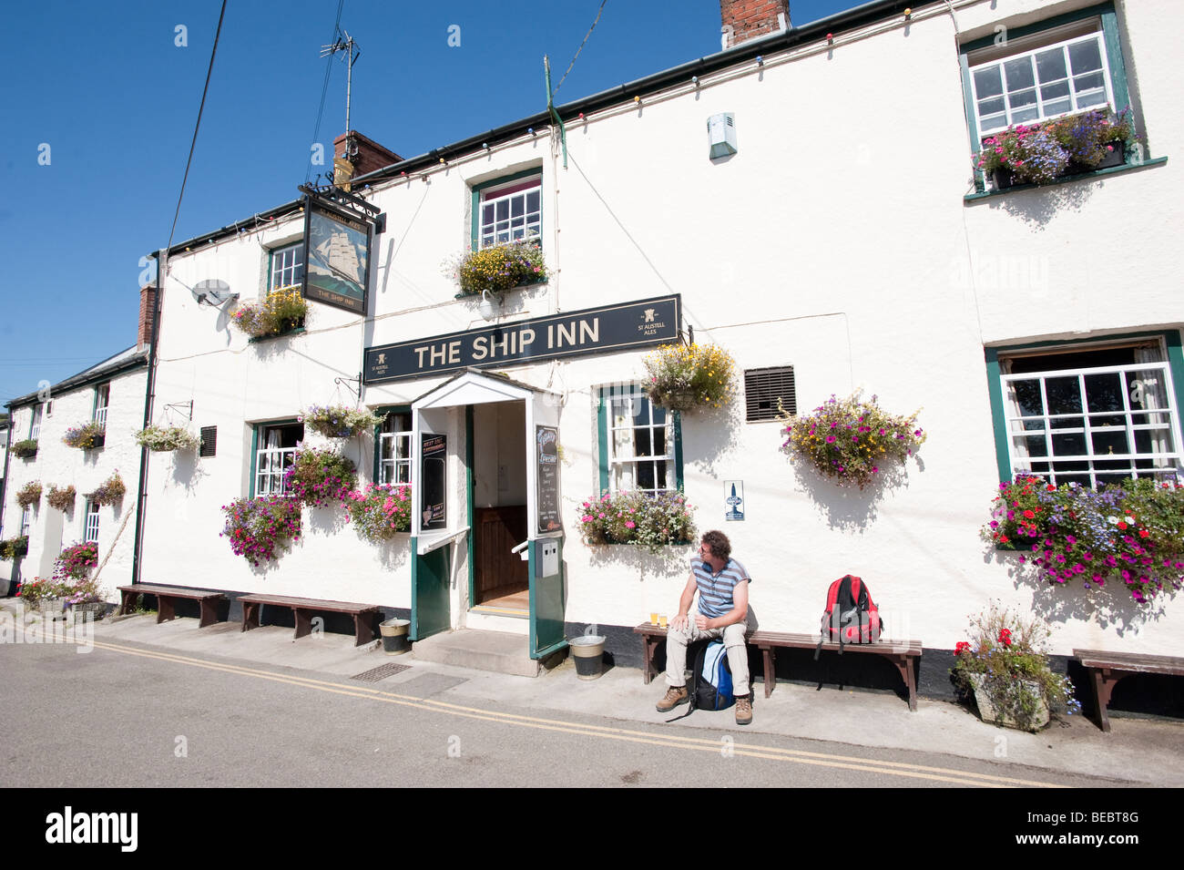 The Ship Inn public house at Pentewan, Cornwall Stock Photo - Alamy
