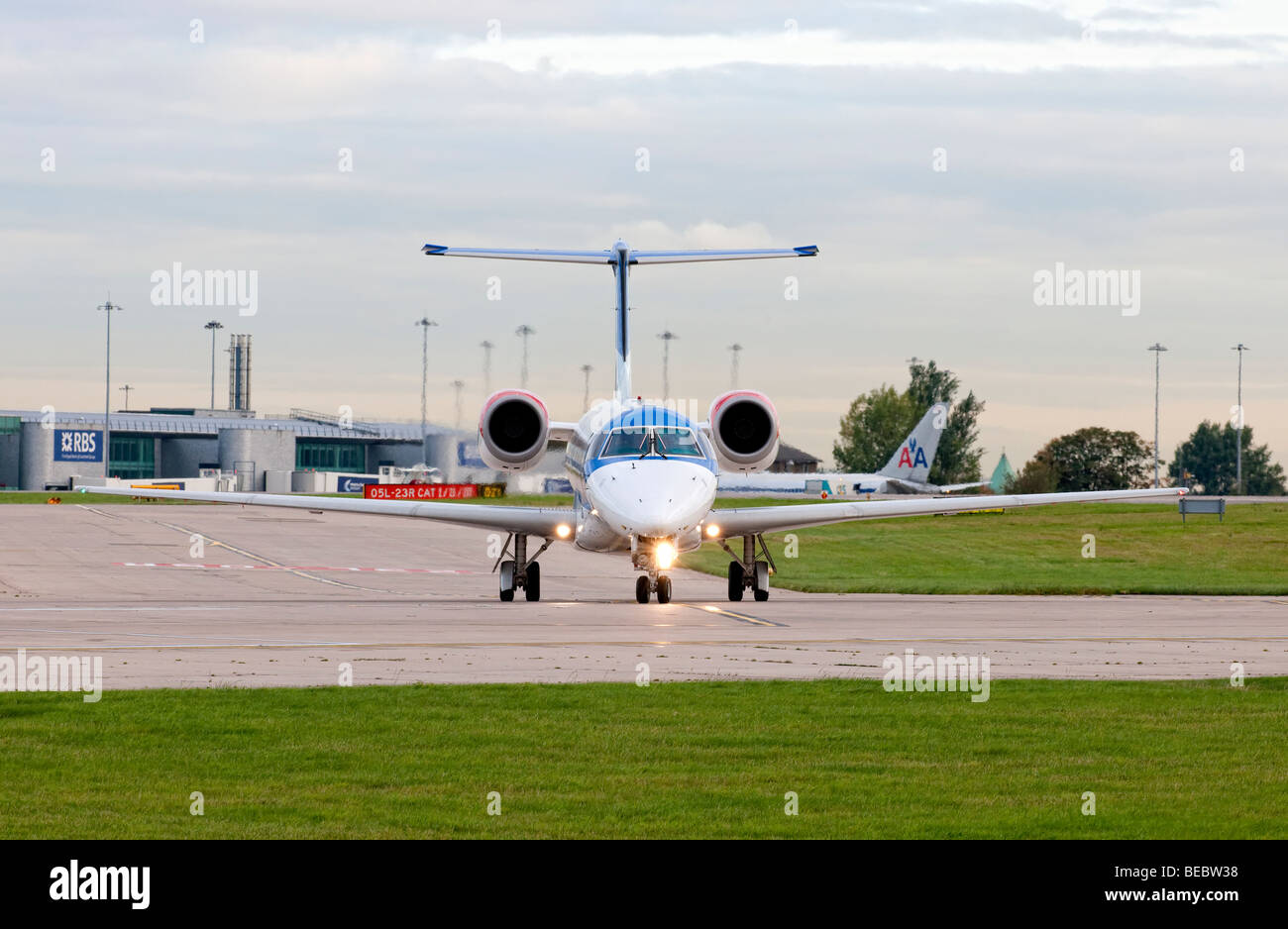 BMI aircraft taxiing for take off from Manchester Airport (Ringway ...