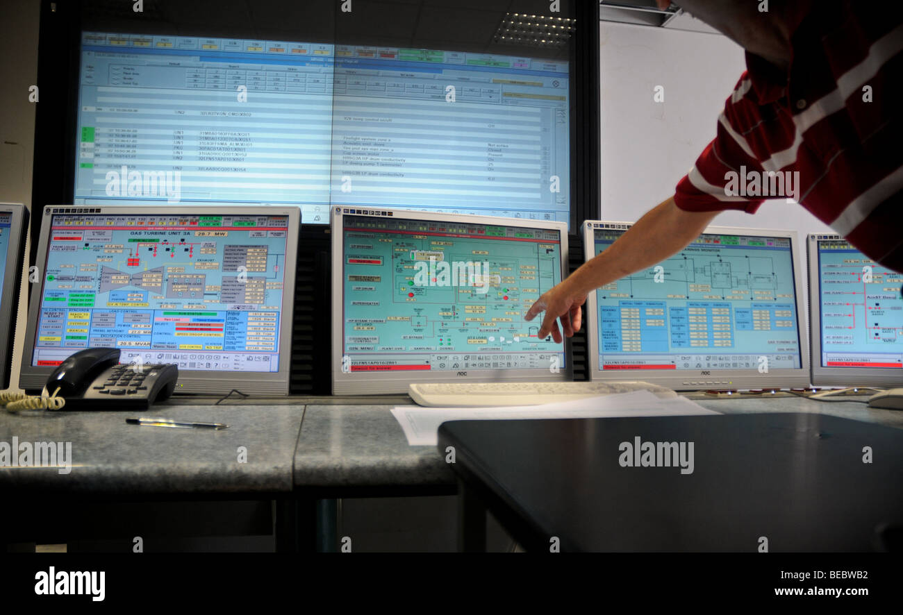 A monitoring desk for a power plant in Malta Stock Photo - Alamy