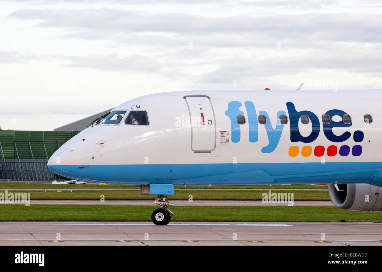 FlyBE aircraft taxiing for take off from Manchester Airport (Ringway ...