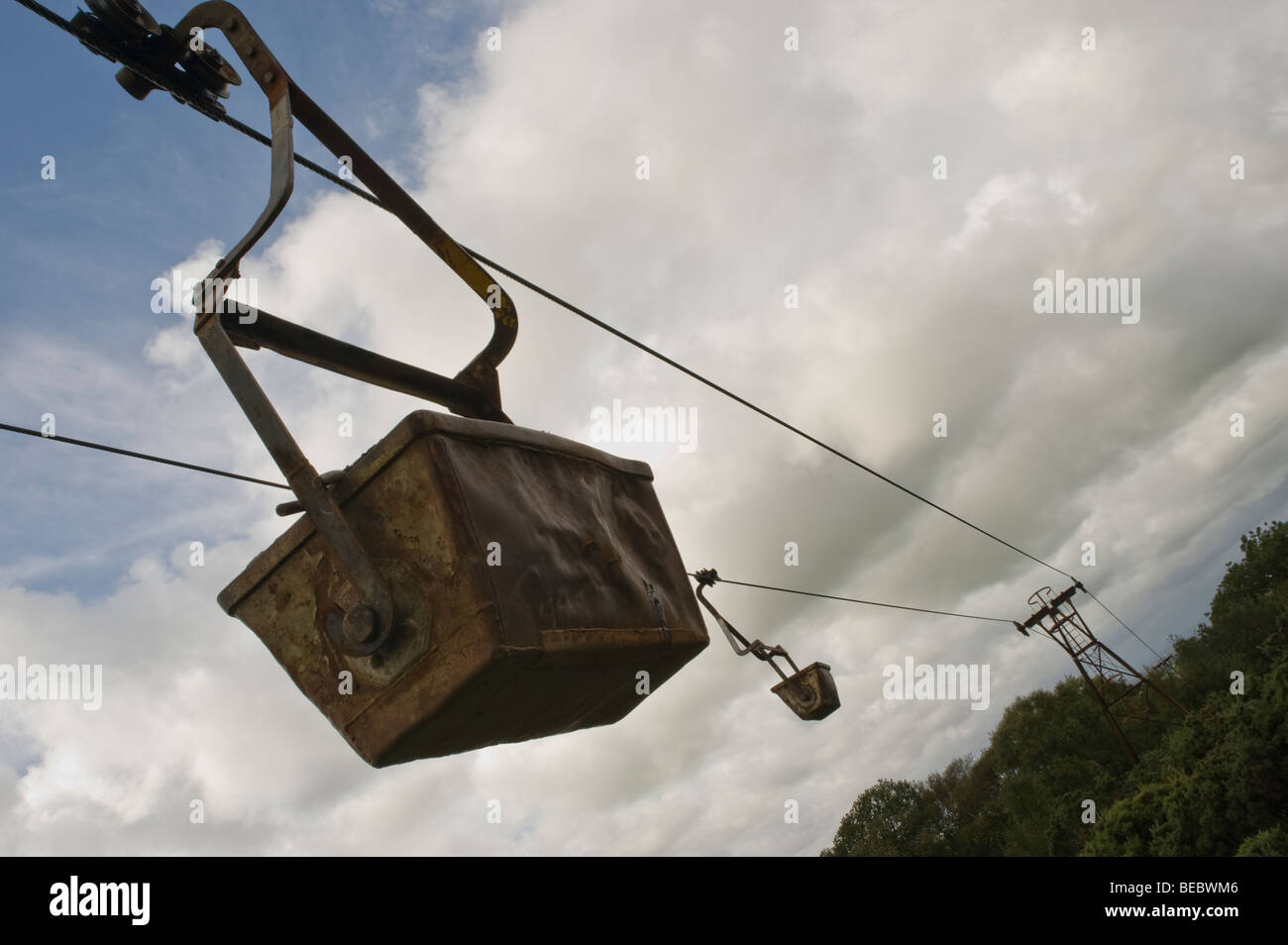 The aerial ropeway at Claughton Manor brickworks near Lancaster Stock ...