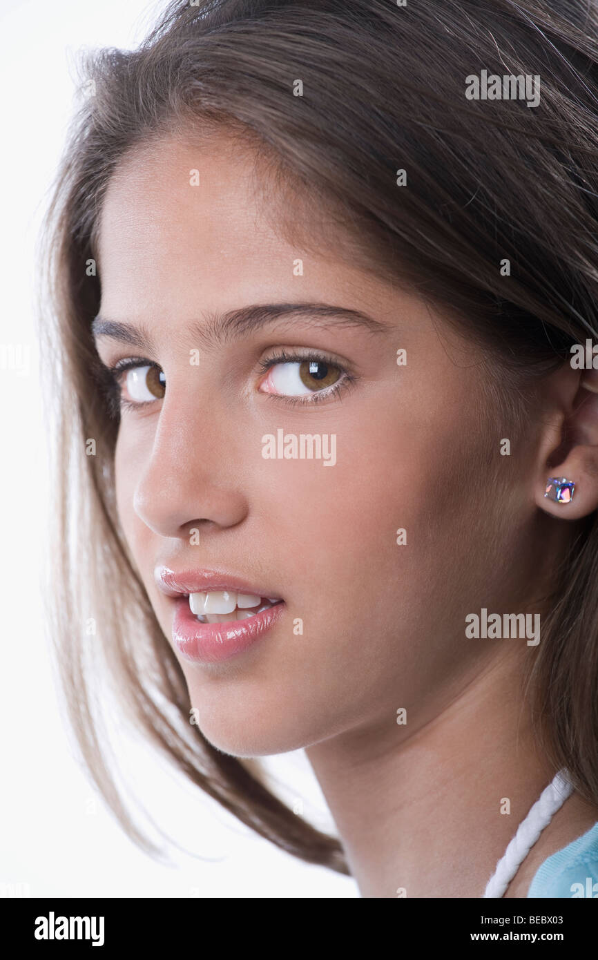 Tween girl face serious hi-res stock photography and images - Alamy