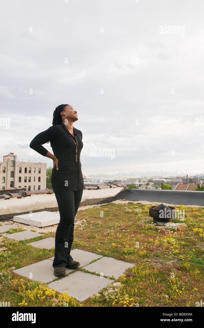 Urban Revitalization Strategist, Majora Carter on her green roof in the ...