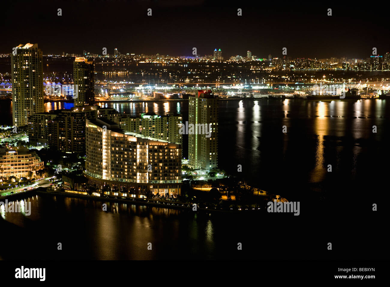 City lit up at night, Miami Beach, Florida, USA Stock Photo - Alamy