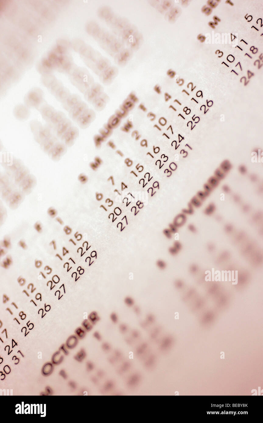 Close-up of a calendar Stock Photo - Alamy