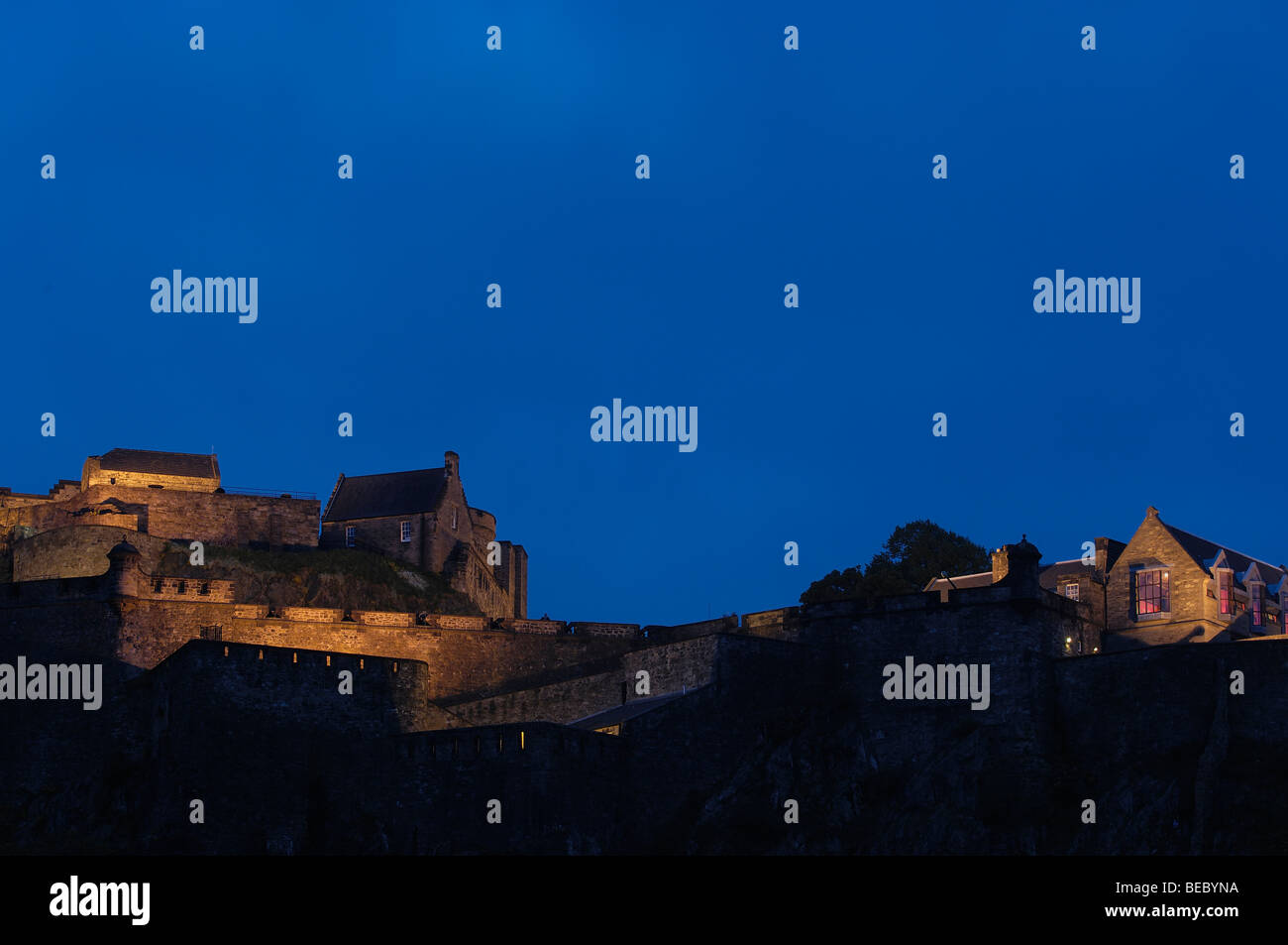 Edinburgh Castle at Dusk from Princes street. Edinburgh. Scotland. U.K ...