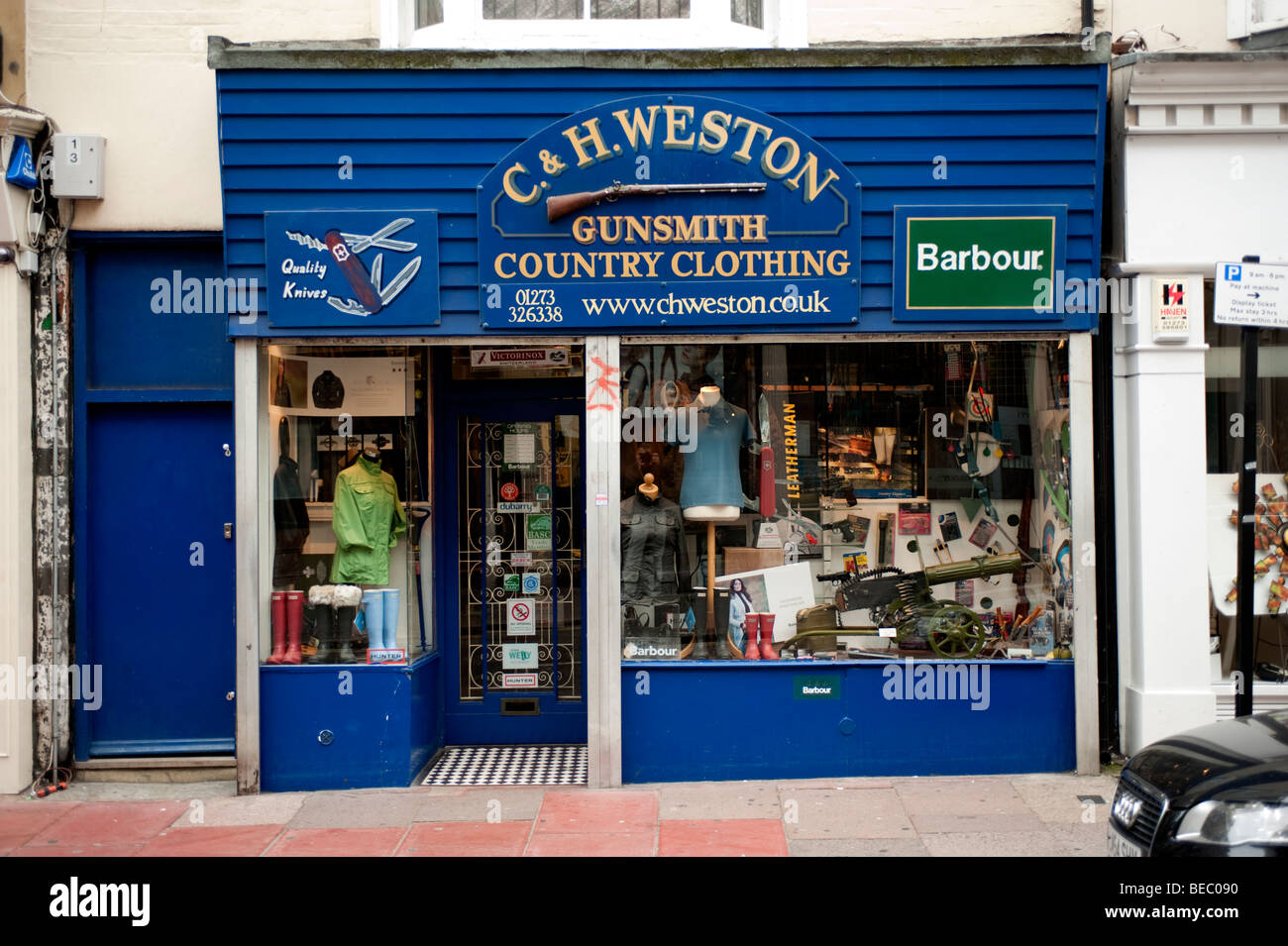 Gunsmiths and Clothing Shop, Brighton, Westons Stock Photo - Alamy