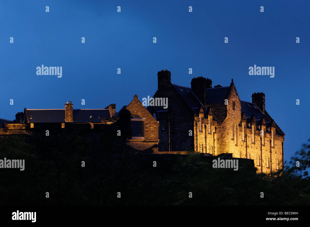 Edinburgh Castle at Dusk from Princes street. Edinburgh. Scotland. U.K ...