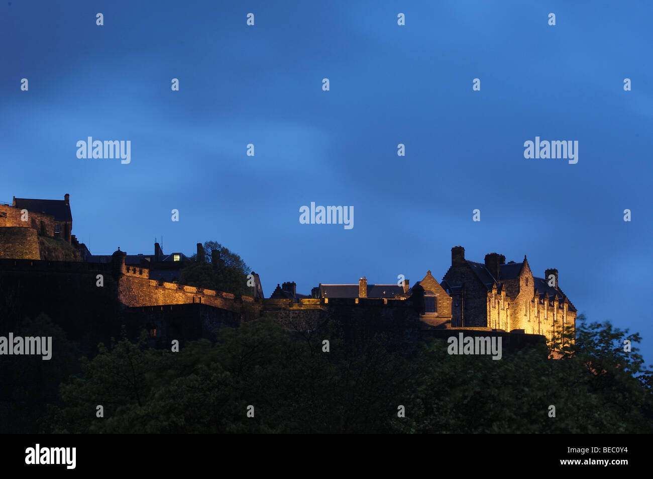 Edinburgh Castle at Dusk from Princes street. Edinburgh. Scotland. U.K ...