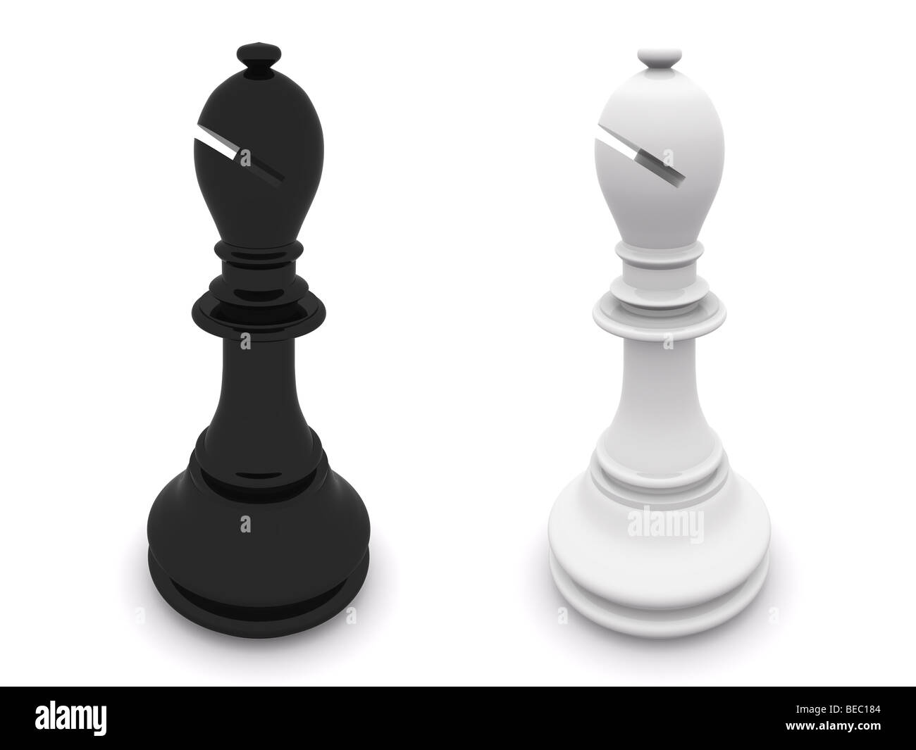white and black bishops. 3d chess Stock Photo - Alamy