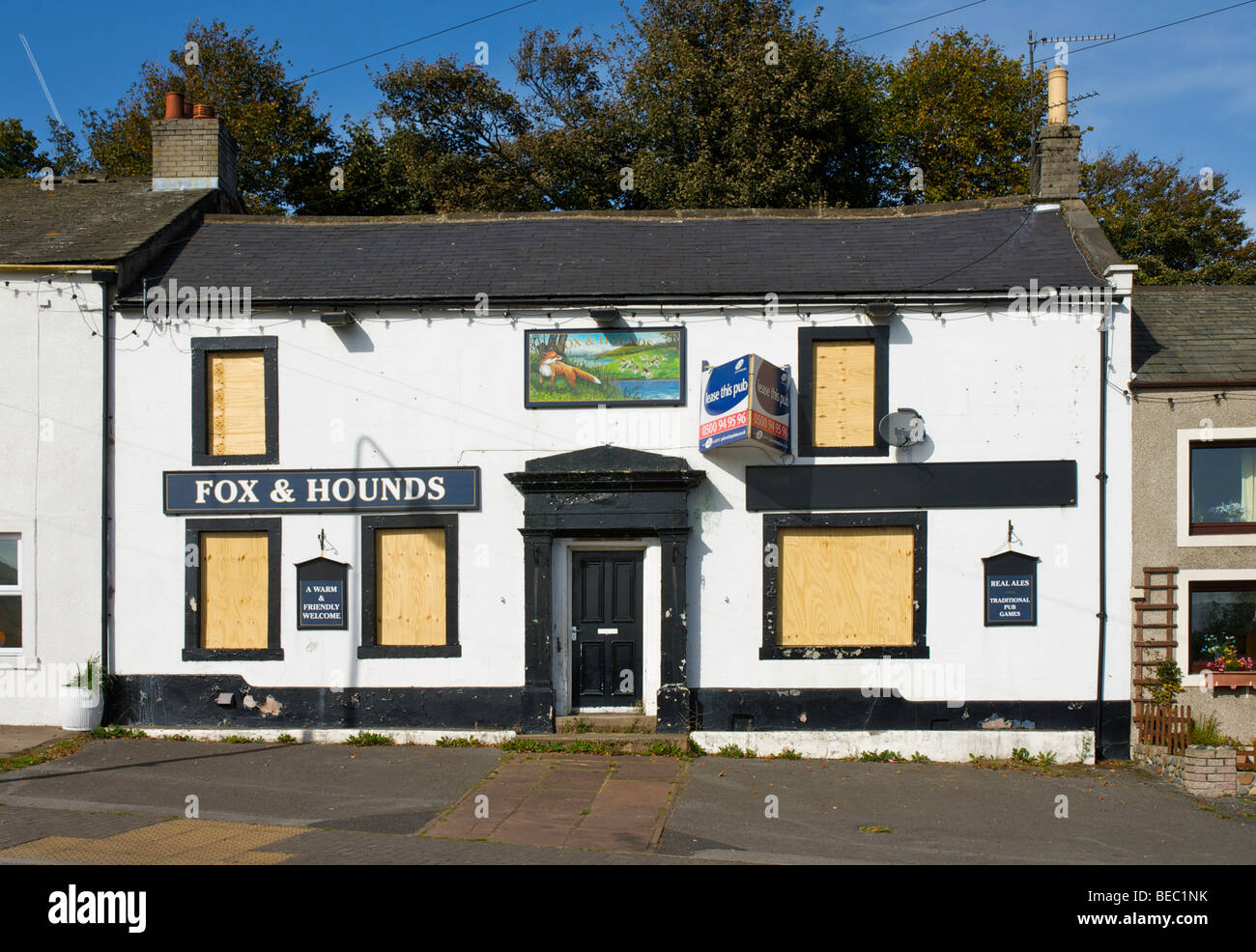 Fox and Hounds pub - shut and shuttered - Aspatria, West Cumbra ...