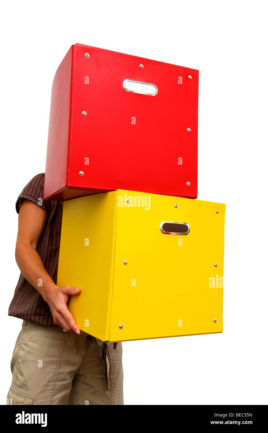 Moving box woman stack hi-res stock photography and images - Alamy