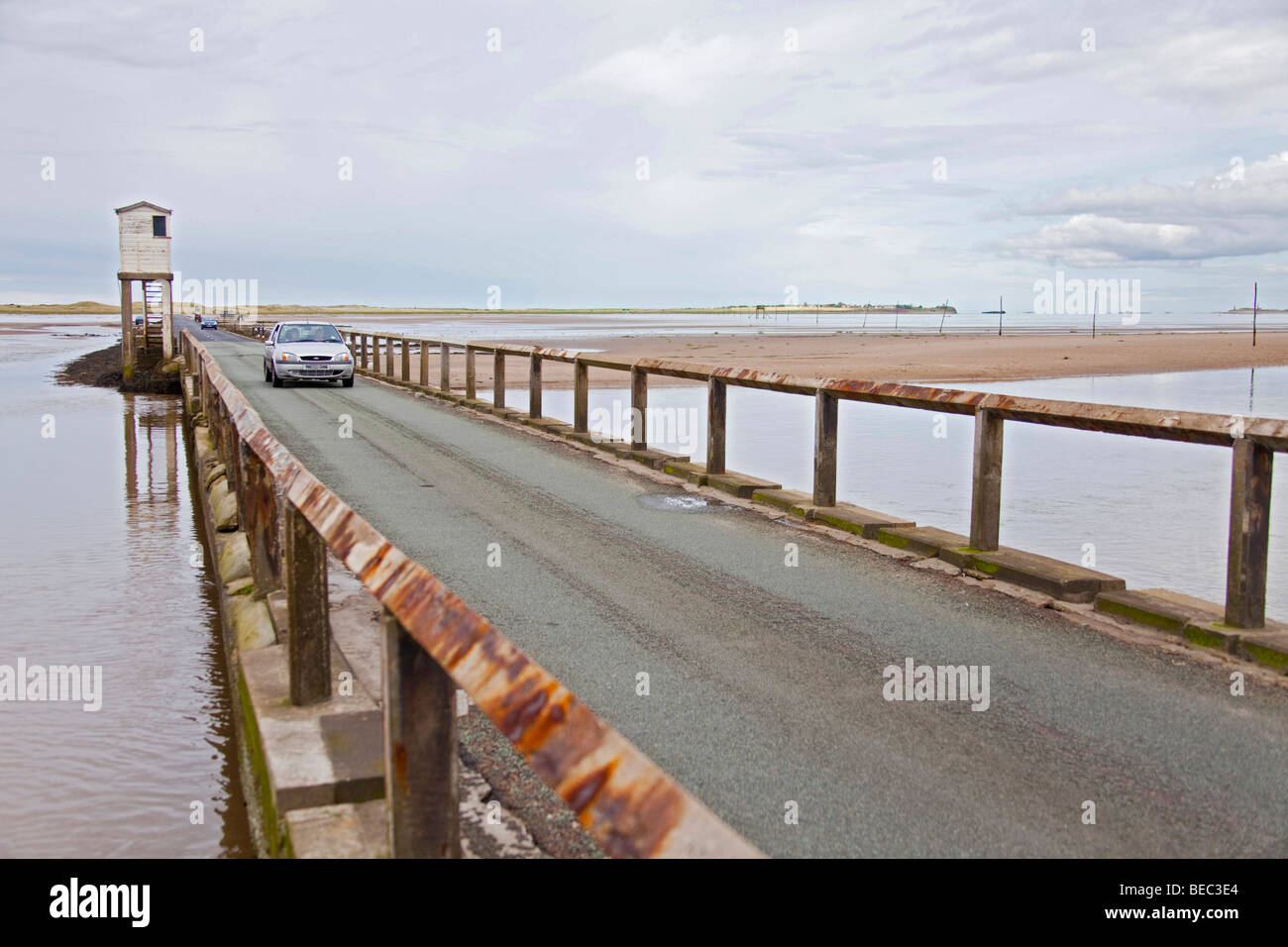 Holy Island Causeway, connecting the island to mainland. Lindisfarne ...