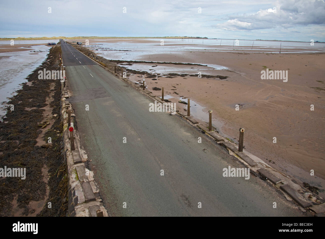 Holy Island Causeway, connecting the island to mainland. Lindisfarne ...