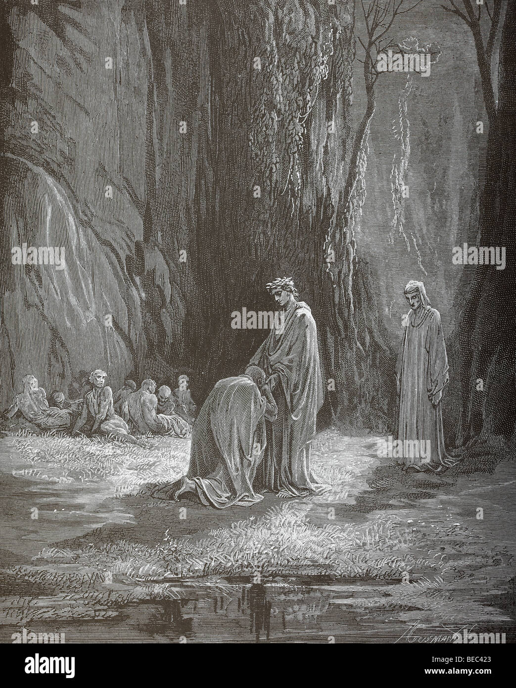 Gustave Dore's Illustration 'Sordello and Virgil' from Dante's Divine ...