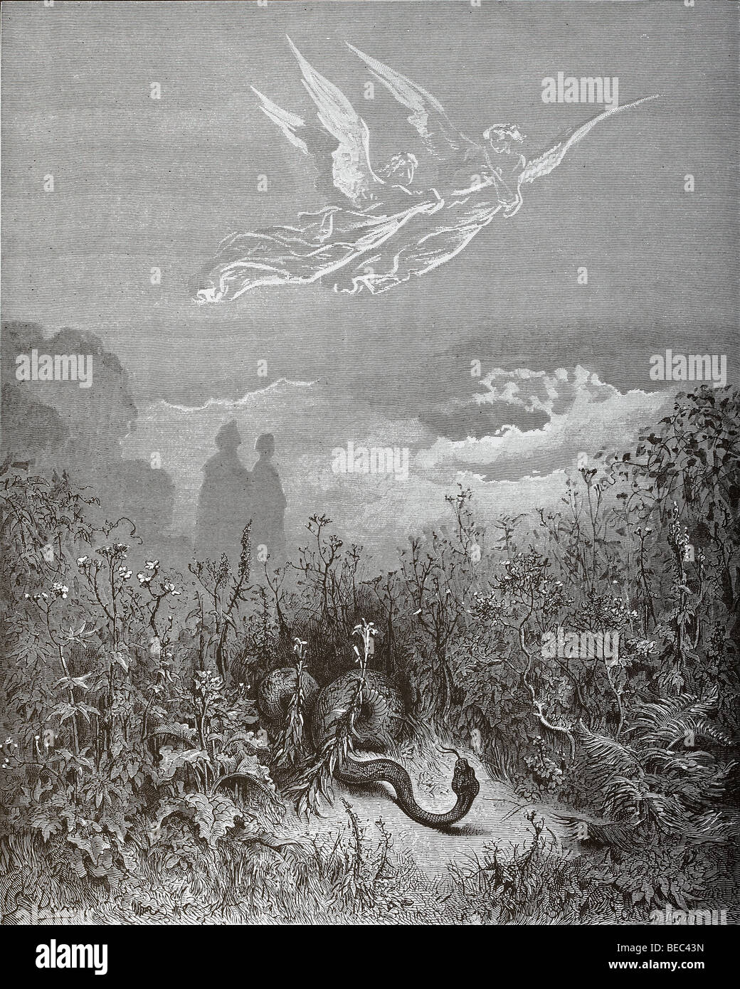 Gustave Dore's Illustration 'The Serpent' from Dante's Divine Comedy ...