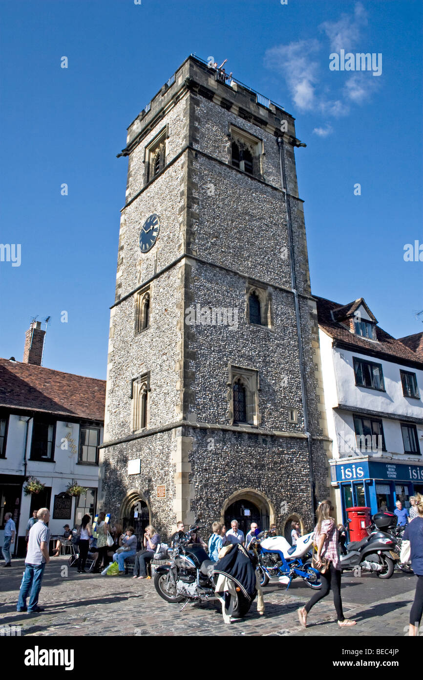 15th century medieval clock tower, market area , St Albans, UK Stock ...