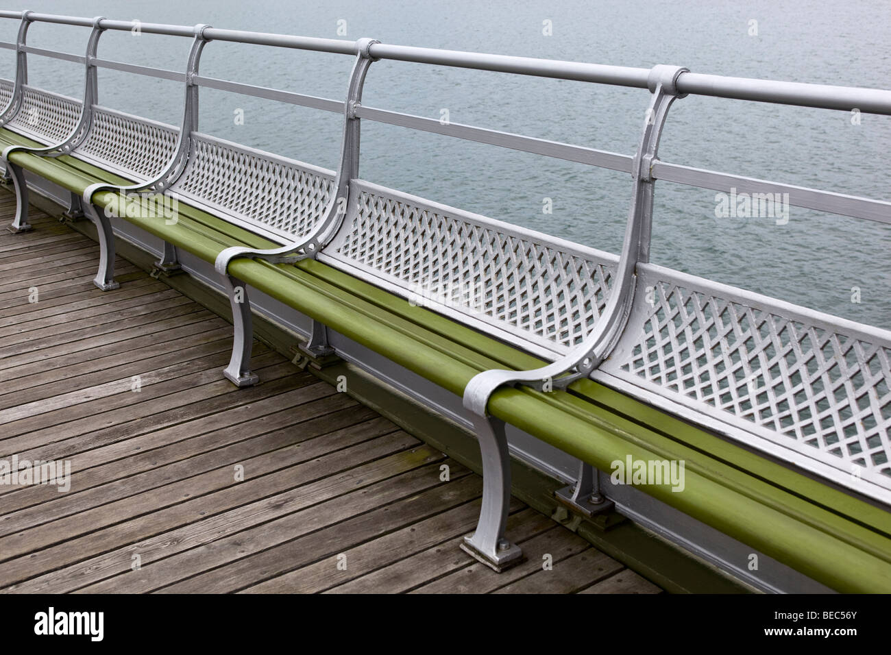 Bench Seating on Bangor Pier Gwynedd North Wales Stock Photo - Alamy