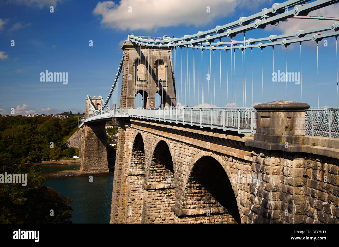 Menai Suspension Bridge, Bangor, Wales, UK Stock Photo - Alamy